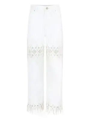 Rabanne Embroidered Fringed Trousers - White