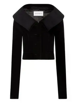 Nina Ricci Wide-collar Velvet Jacket - Black