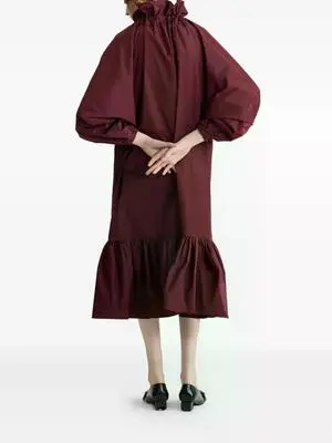 PATOU Bow-detail Ruffle-hem Dress - Brown