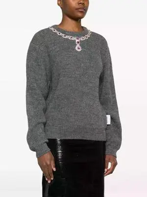 Moschino Jewel-embellished Ribbed Sweater