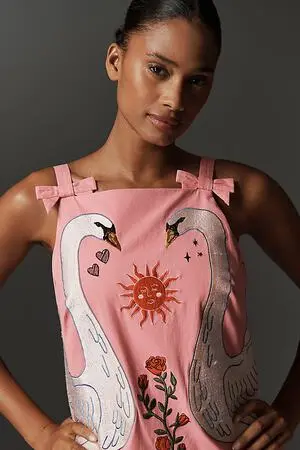 Maeve Embroidered Mini Shift Dress