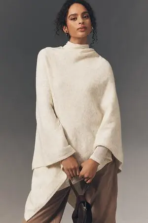 FLAT WHITE Lightweight Poncho Sweater - Ivory