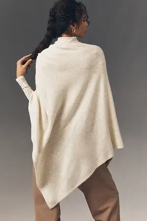 FLAT WHITE Lightweight Poncho Sweater - Ivory