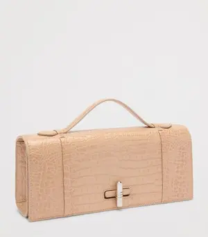 MALONE SOULIERS Leather Croc-embossed May Clutch