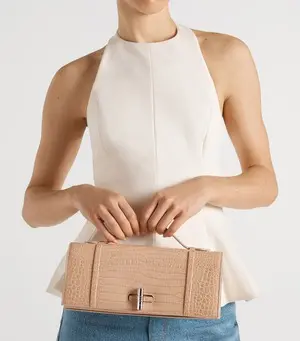MALONE SOULIERS Leather Croc-embossed May Clutch