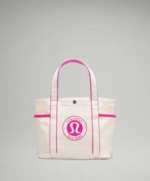 Lululemon Daily Multi-pocket Mini Canvas Tote Bag - Natural/pow Pink Tone