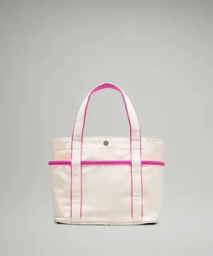 Lululemon Daily Multi-pocket Mini Canvas Tote Bag - Natural/pow Pink Tone