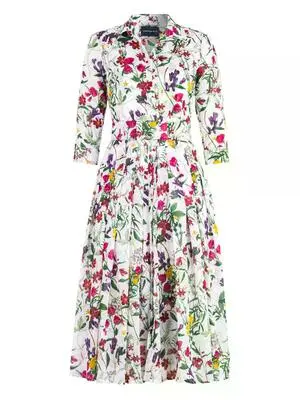 Samantha Sung Audrey Floral-print Pleated Midi Dress - White