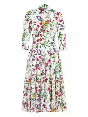 Samantha Sung Audrey Floral-print Pleated Midi Dress - White