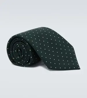 Dunhill Polka-dot Silk Neck Tie - Green