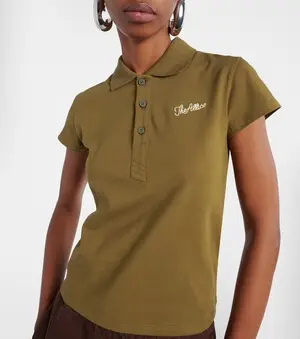 Attico Logo Cropped Polo Shirt - Green