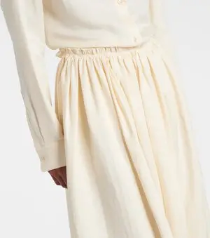 Gabriela Hearst Chiara Gathered Linen Midi Skirt - White
