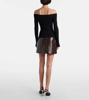 COURREGES Courrèges Off-shoulder Ribbed Knit Top - Black