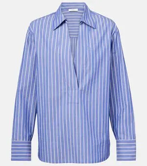 Vince Striped Cotton Polo Shirt - Blue