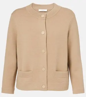 Vince Shrunken Wool And Cashmere Cardigan - Beige
