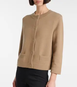 Vince Shrunken Wool And Cashmere Cardigan - Beige