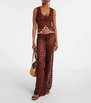 Anna Kosturova Crochet Wide-leg Pants