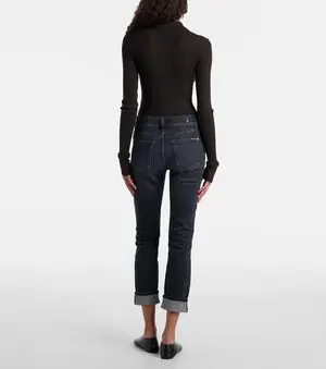 7 For All Mankind Cropped Skinny Jeans - Black