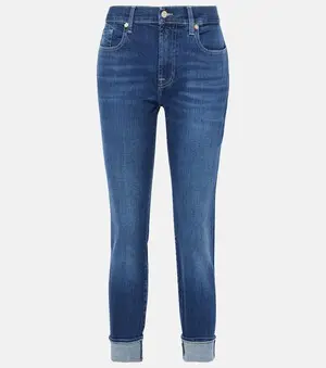 7 For All Mankind Cropped Skinny Jeans - Blue