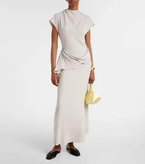 Tove Woven Draped Maxi Dress - Grey