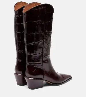 Paris Texas Bettina 50 Croc-effect Leather Cowboy Boots - Burgundy