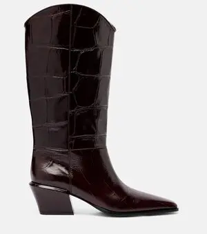 Paris Texas Bettina 50 Croc-effect Leather Cowboy Boots - Burgundy