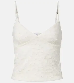 BANANHOT Floral Lace V-neck Top - White