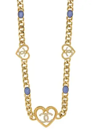 Chanel Plated Necklace With Crystal And Stone Accents - Blue