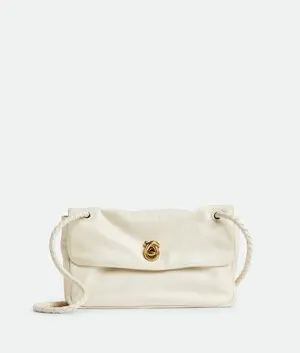 BOTTEGA  VENETA Lambskin Shoulder Bag With Knot Lock - Sea Salt