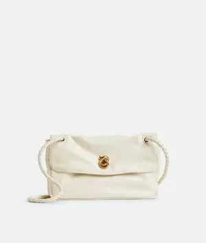BOTTEGA  VENETA Lambskin Shoulder Bag With Knot Lock - Sea Salt