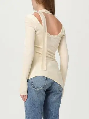 JEAN PAUL GAULTIER Ribbed Knit Top With Draped Detail