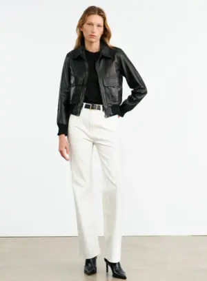 NILI LOTAN Redley Leather Bomber Jacket