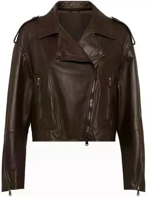 Brunello Cucinelli Panelled Leather Cropped Jacket