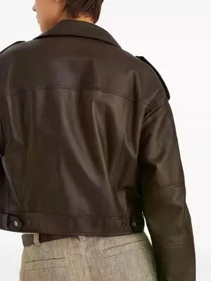 Brunello Cucinelli Panelled Leather Cropped Jacket
