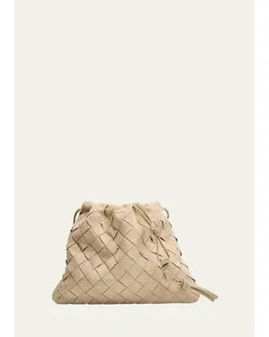 Bottega Veneta Small Intrecciato Suede Pouch Ecru