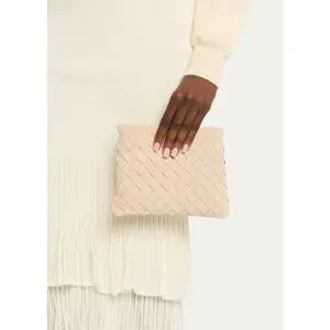 Bottega Veneta Small Intrecciato Suede Pouch - Moss