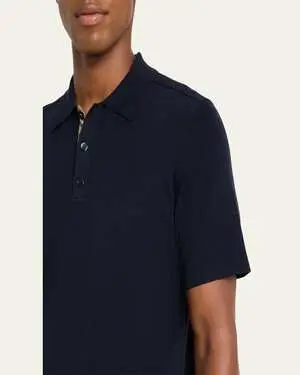 Burberry Wool Knit Check-placket Polo Shirt
