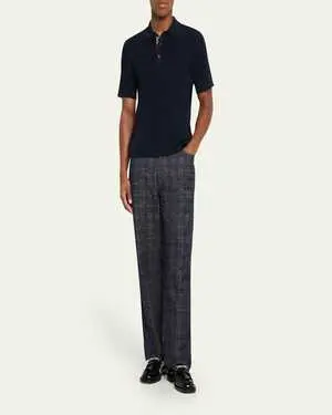 Burberry Wool Knit Check-placket Polo Shirt
