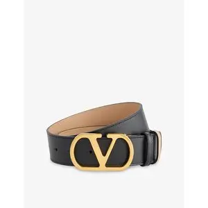 Valentino Garavani Vlogo Signature Reversible Leather Belt - Nero/rose Sand