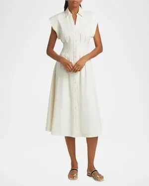 Veronica Beard Ruben Button-front Midi Dress