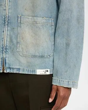 GOLDEN GOOSE Distressed Full-zip Denim Jacket - Light Blue