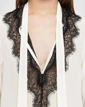 Zadig&Voltaire Tuan Lace Crepe De Chine Blouse - Flake