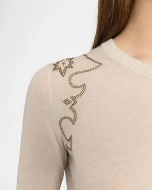 Zadig&Voltaire Missya Western Strass Cashmere Cardigan - Ecru