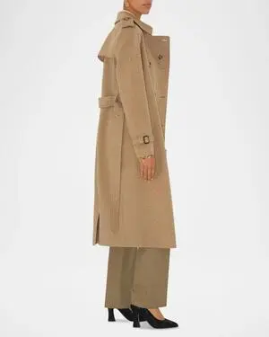 Burberry Kensington Belted Double-breasted Trench Coat - Brown