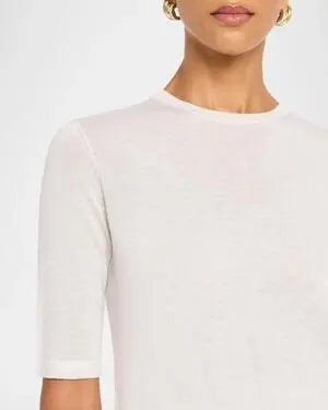 Gabriela Hearst Brunner Short-Sleeve Cashmere-Silk T-Shirt Ivory