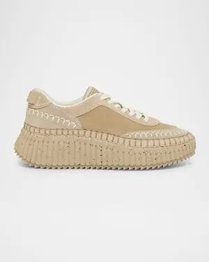 Chloé Nama Suede Walking Sneakers - Powder Beige
