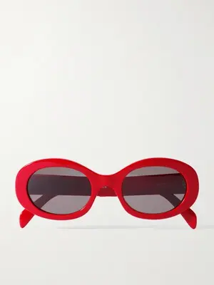 Celine Triomphe Oval Sunglasses - Red