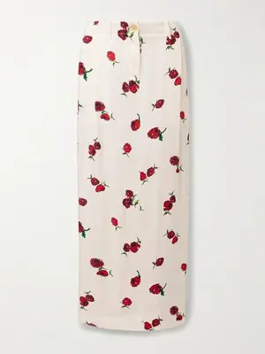 Khaite Lucian Pleated Silk-twill Maxi Skirt