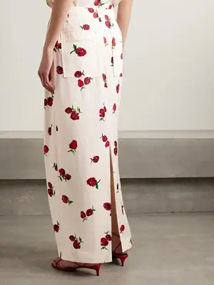 Khaite Lucian Pleated Silk-twill Maxi Skirt