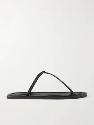 ST. AGNI Leather T-bar Sandals - Black